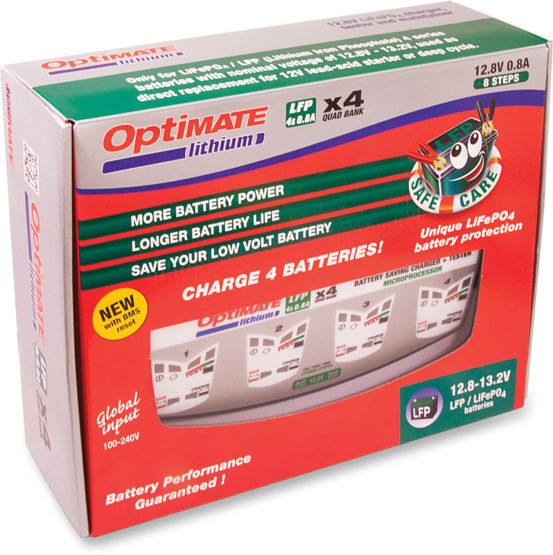 TecMate OptiMate Lithium 4-Bank, 4s 0.8A x 8-step 12.8/13.2V